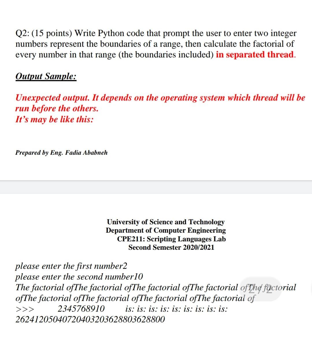 Solved Q2: (15 points) Write Python code that prompt the | Chegg.com