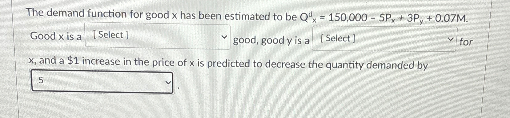 Solved The demand function for good x ﻿has been estimated to | Chegg.com