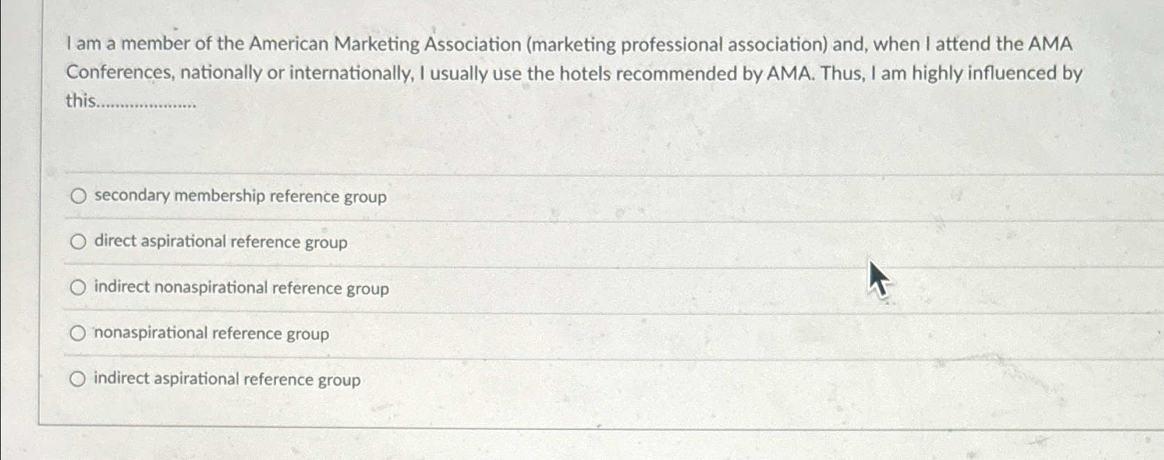 Solved I am a member of the American Marketing Association | Chegg.com