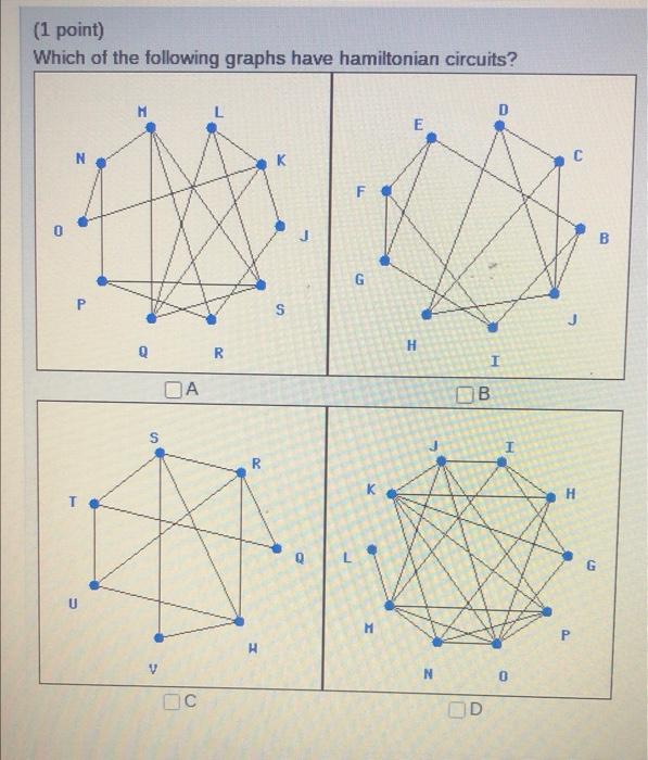 Solved Which of the following graphs have hamiltonian | Chegg.com