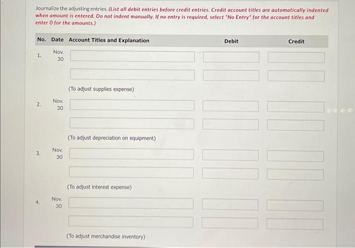 Solved Journalize the adjusting entries. (List all debit | Chegg.com