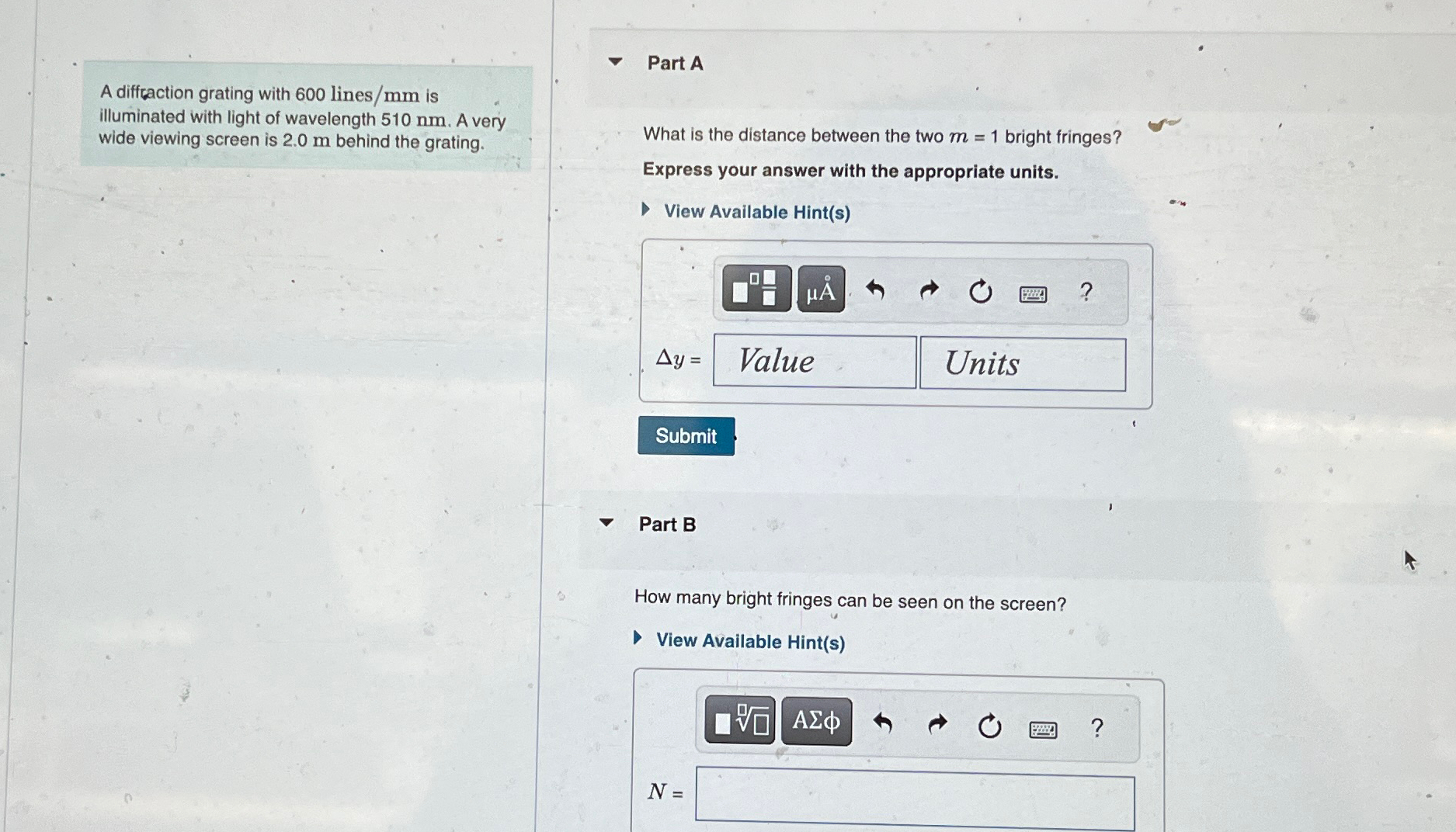 Solved A diffcaction grating with 600 ﻿lines ?mm ﻿is | Chegg.com
