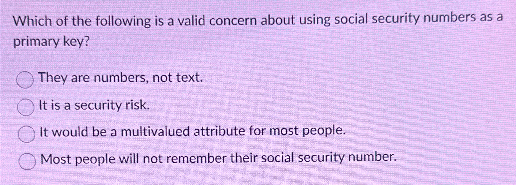 Solved Which of the following is a valid concern about using | Chegg.com