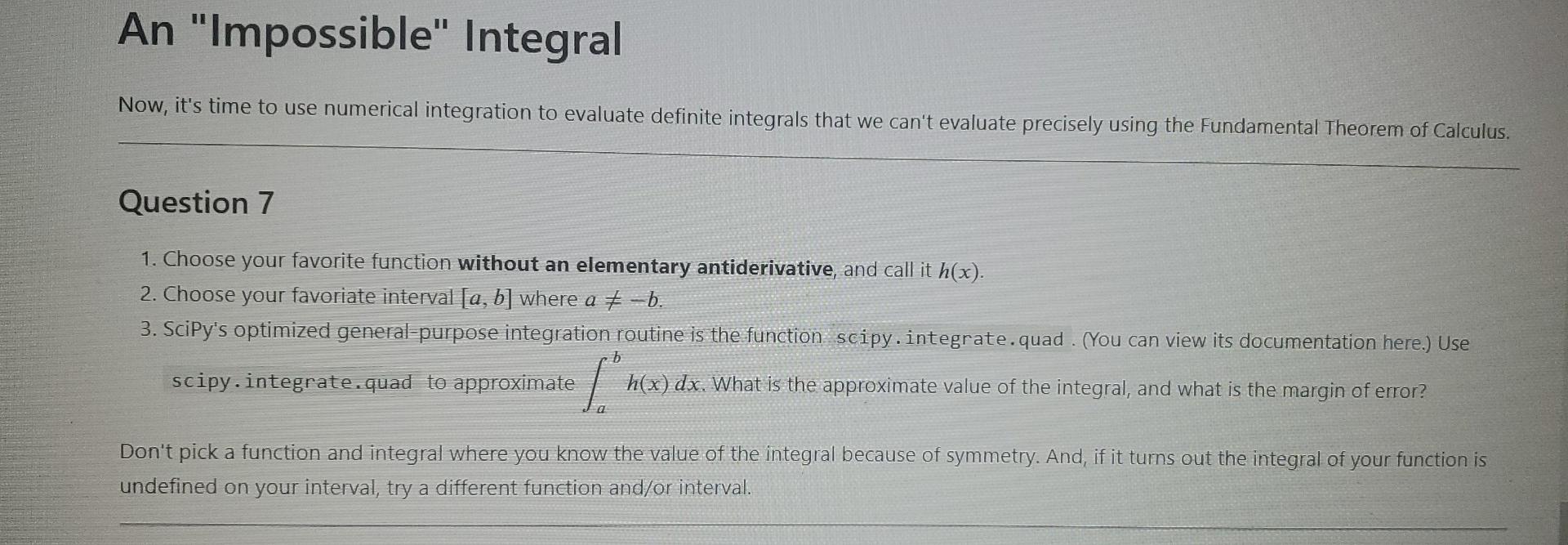 Solved An "Impossible" Integral Now, it's time to use | Chegg.com