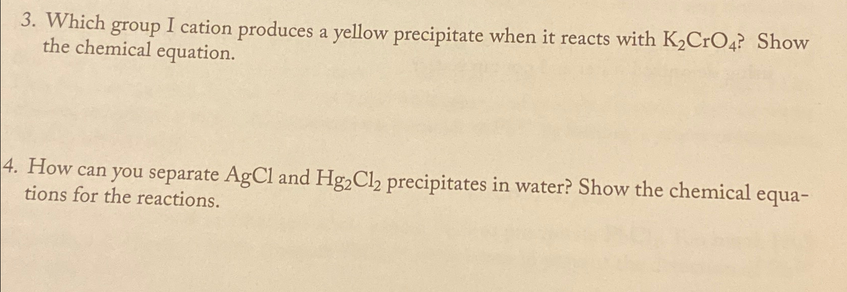 Solved Which group I cation produces a yellow precipitate | Chegg.com