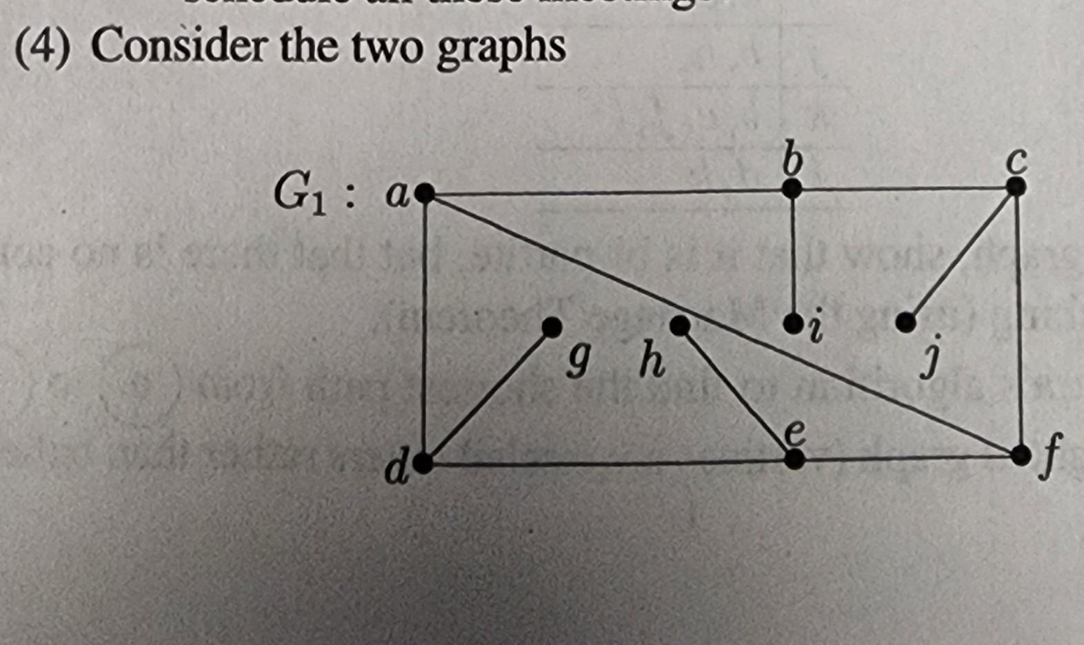 Solved (4) Consider the two graphsand Are G1 and G2 | Chegg.com
