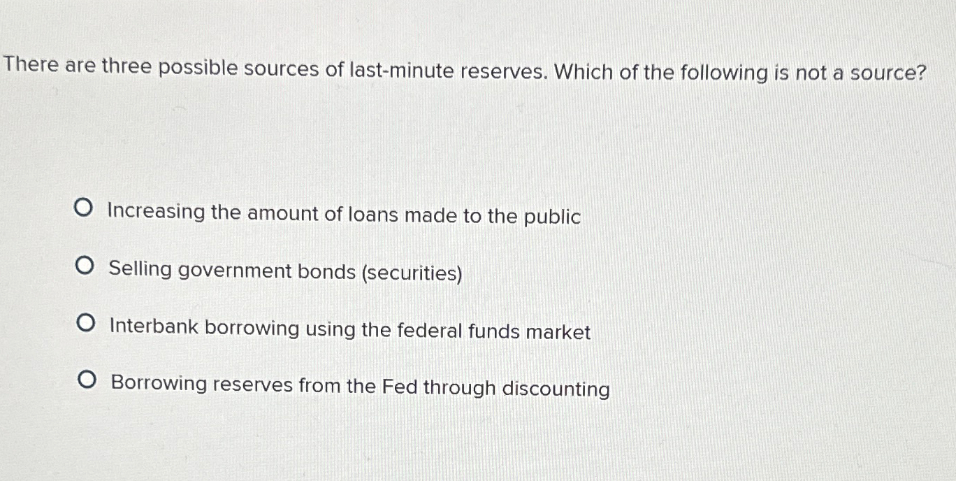Solved There are three possible sources of last-minute | Chegg.com