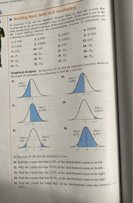 Solved In Exerc 1-24. we the Standard Norma Table to find | Chegg.com