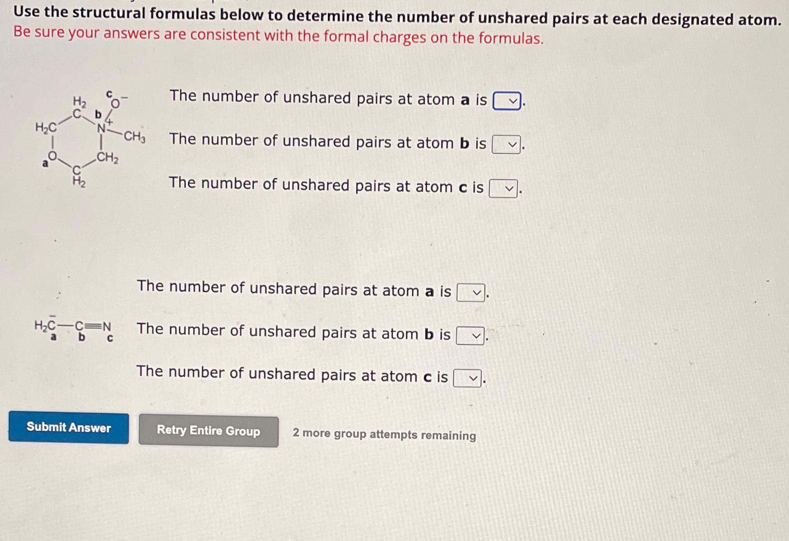 Solved Use the structural formulas below to determine the | Chegg.com