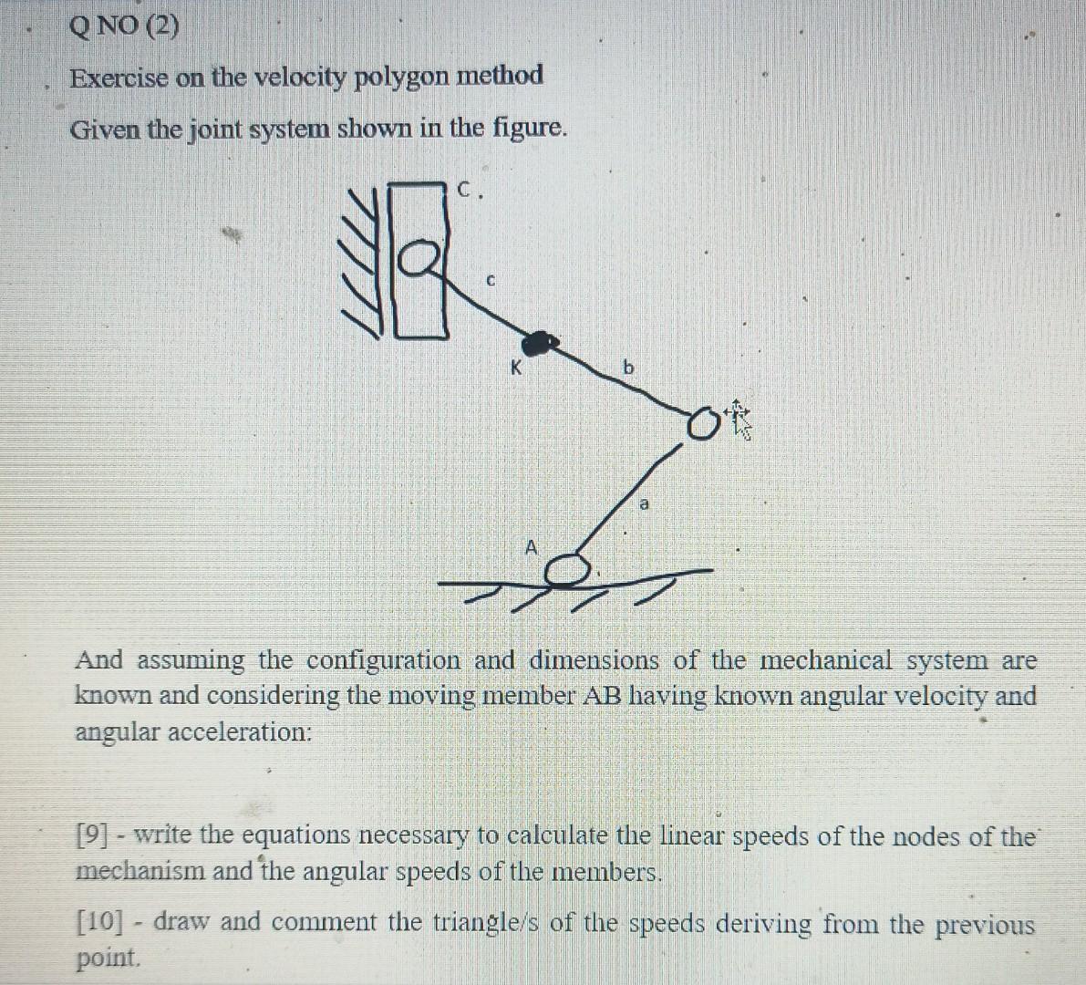 Solved Exercise on the velocity polygon method Given the | Chegg.com