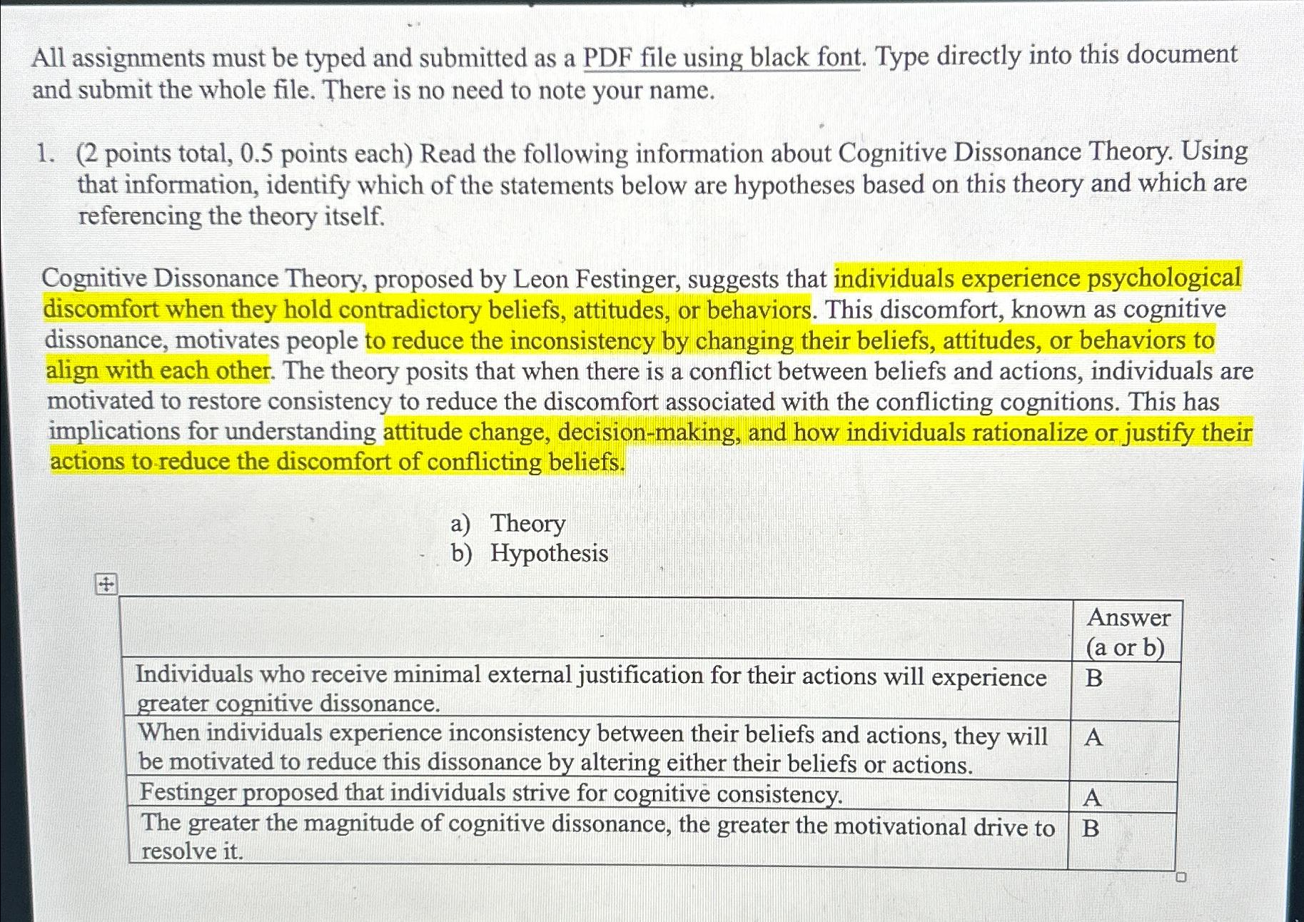 Solved All assignments must be typed and submitted as a PDF | Chegg.com