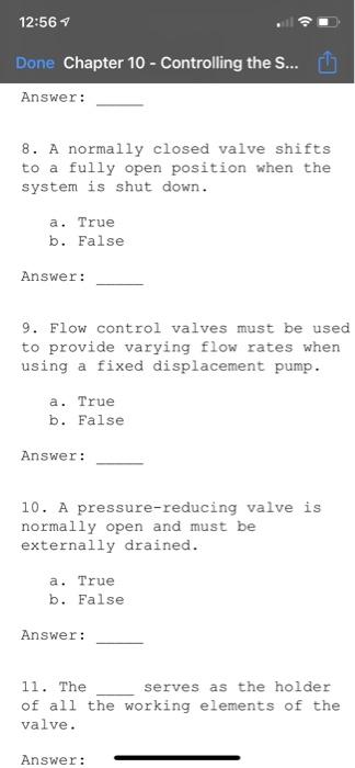 Solved 12:56 Done Chapter 10 - Controlling the S... Answer: | Chegg.com