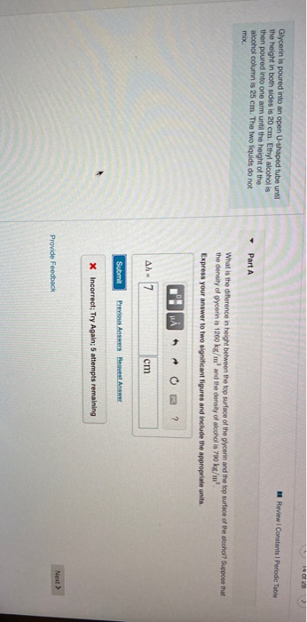 Solved 2 Review Constants Periodic Table Glycerin is poured | Chegg.com