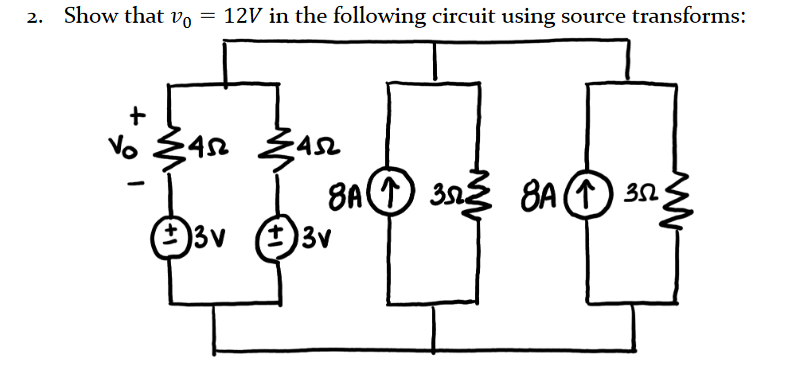 Show that v0=12V ﻿in the following circuit using | Chegg.com