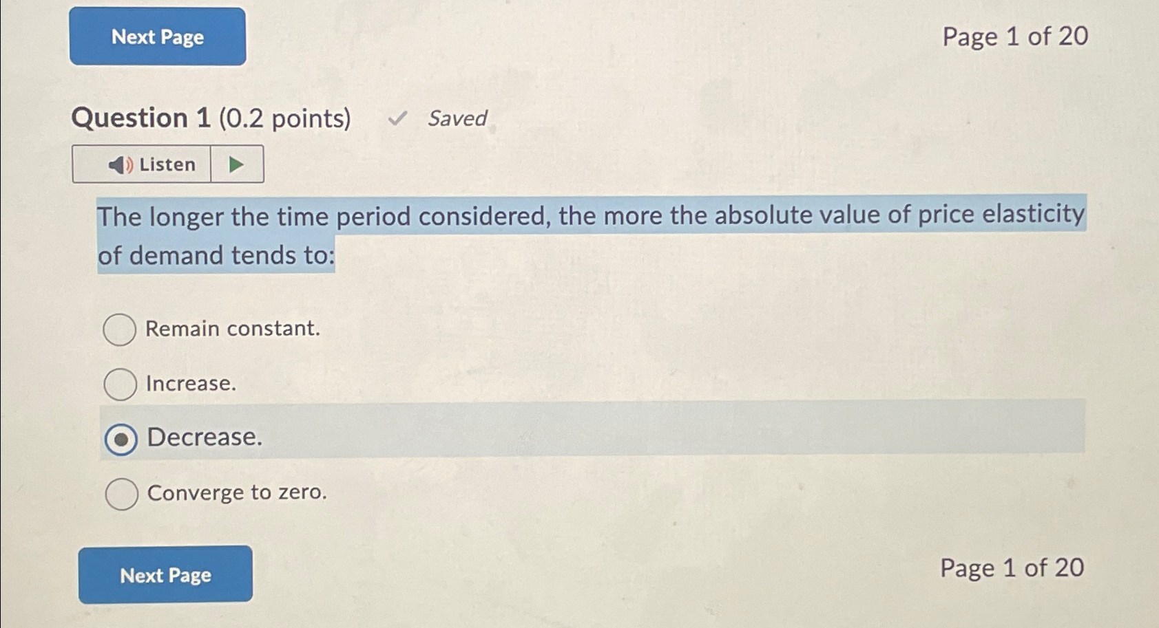 Solved Page 1 ﻿of 20Question 1 ( 0.2 ﻿points) | Chegg.com