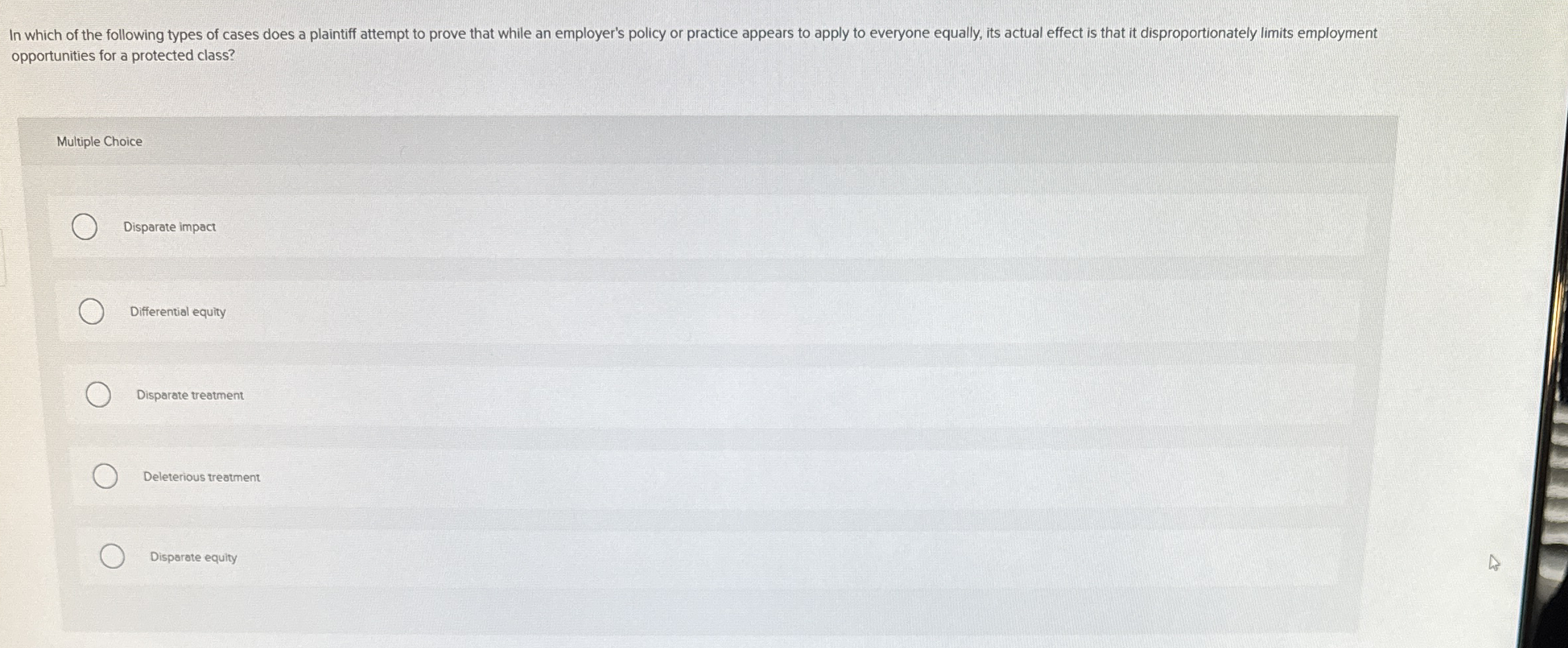 Solved opportunities for a protected class?Multiple | Chegg.com