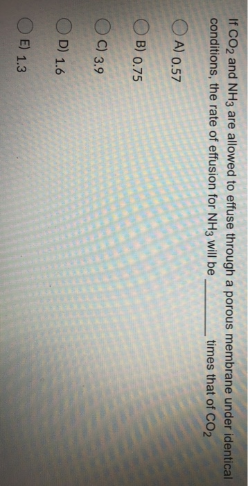 Solved If CO2 and NH3 are allowed to effuse through a porous | Chegg.com