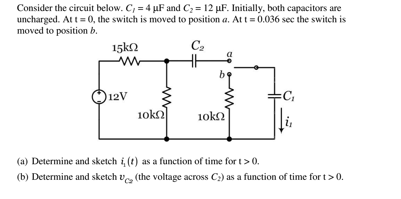 Solved Consider the circuit below. C1=4μF ﻿and C2=12μF. | Chegg.com