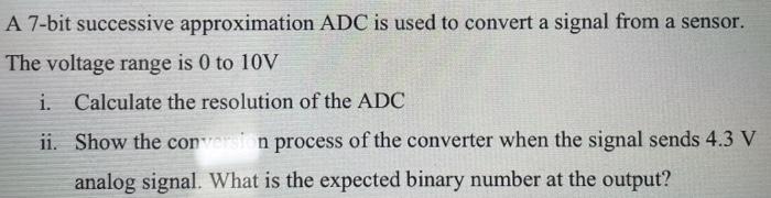 Solved A 7-bit successive approximation ADC is used to | Chegg.com