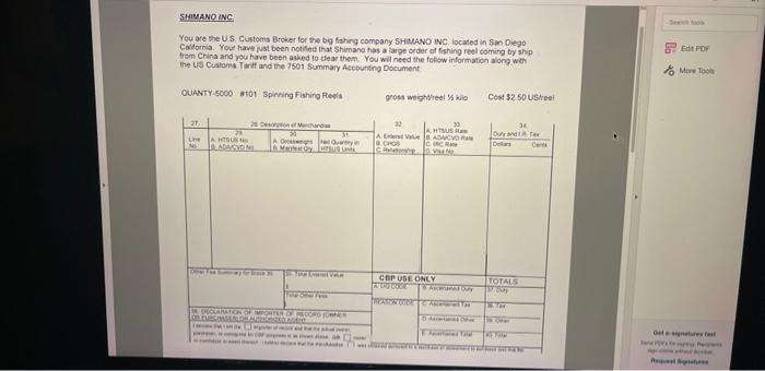 TRANSNORDER PROCEDURES QUESTION US CUSTOMS AND BORDER | Chegg.com