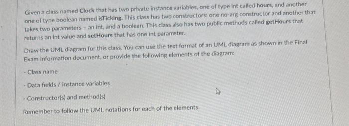 Solved Given a class named Clock that has two private | Chegg.com