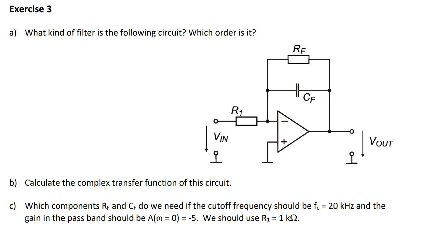 Solved Exercise 3a) ﻿What kind of filter is the following | Chegg.com