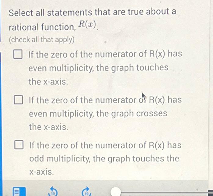 Solved Select all statements that are true about a rational | Chegg.com