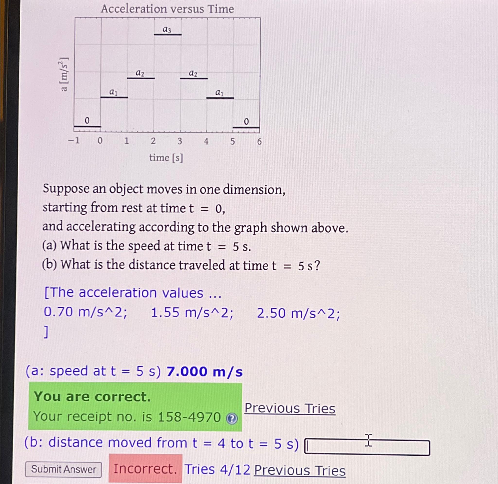 Solved Suppose an object moves in one dimension, starting | Chegg.com