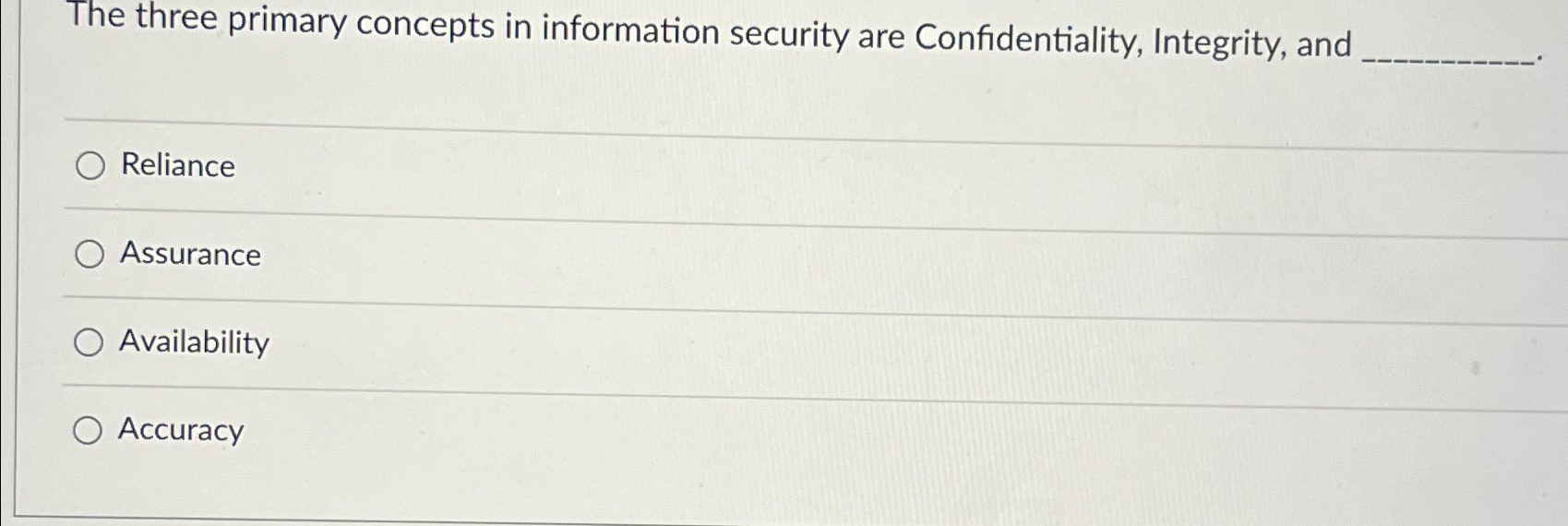 Solved The Three Primary Concepts In Information Security
