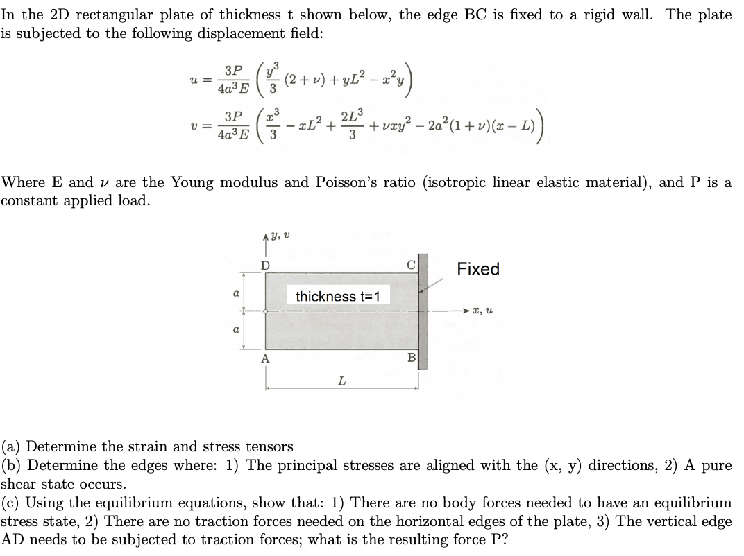 In ﻿the 2 D ﻿rectangular plate of ﻿thickness t ﻿shown | Chegg.com