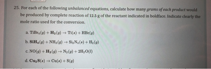 Solved 25. For each of the following unbalanced equations, | Chegg.com