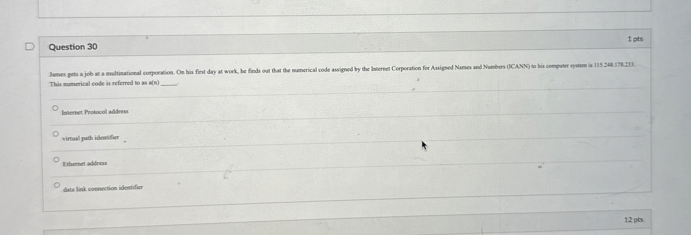 Solved Question 301 ﻿ptsThis numerical code is referred to | Chegg.com