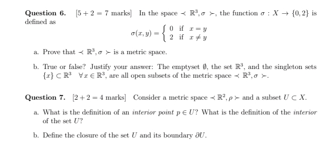 Solved Question 6. [5 + 2 = 7 ﻿marks] ﻿In the space R3, , | Chegg.com