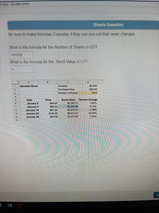 Solved Que-Do After SP#2 Sheets Question Be sure to make | Chegg.com