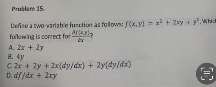 Solved Problem 15. Define a two-variable function as | Chegg.com