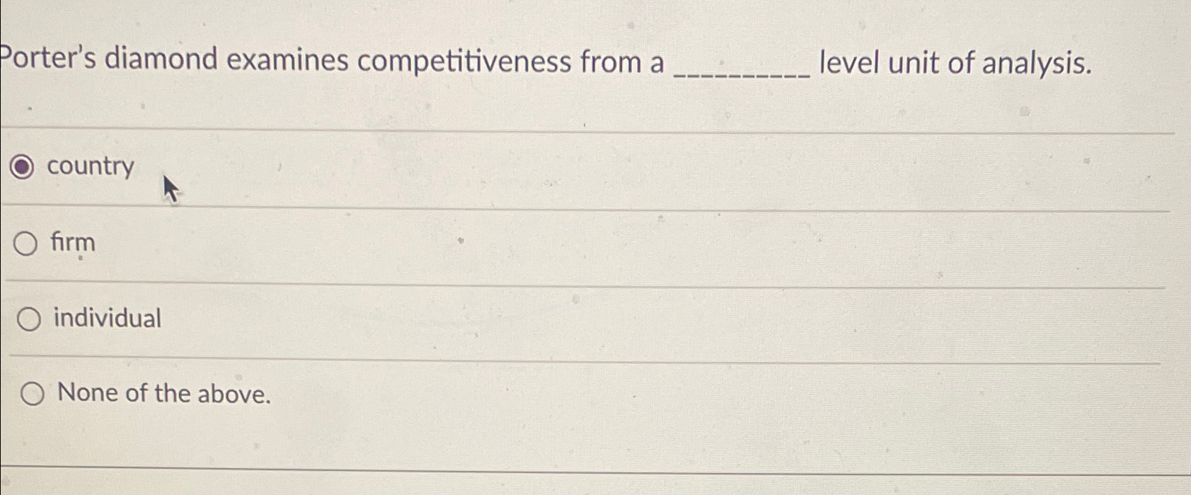 Solved Porter's diamond examines competitiveness from a | Chegg.com