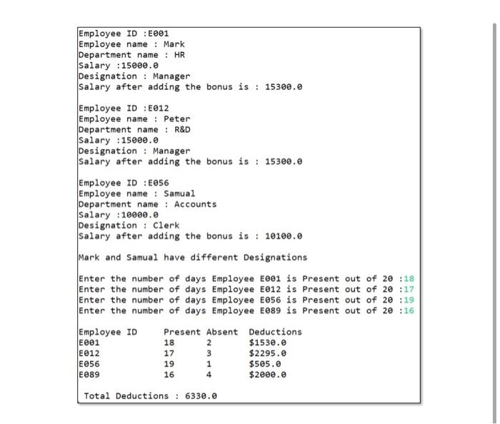 Solved Task: Create a class named Employee that can be used | Chegg.com