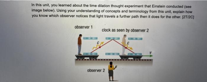Solved In this unit, you learned about the time dilation | Chegg.com