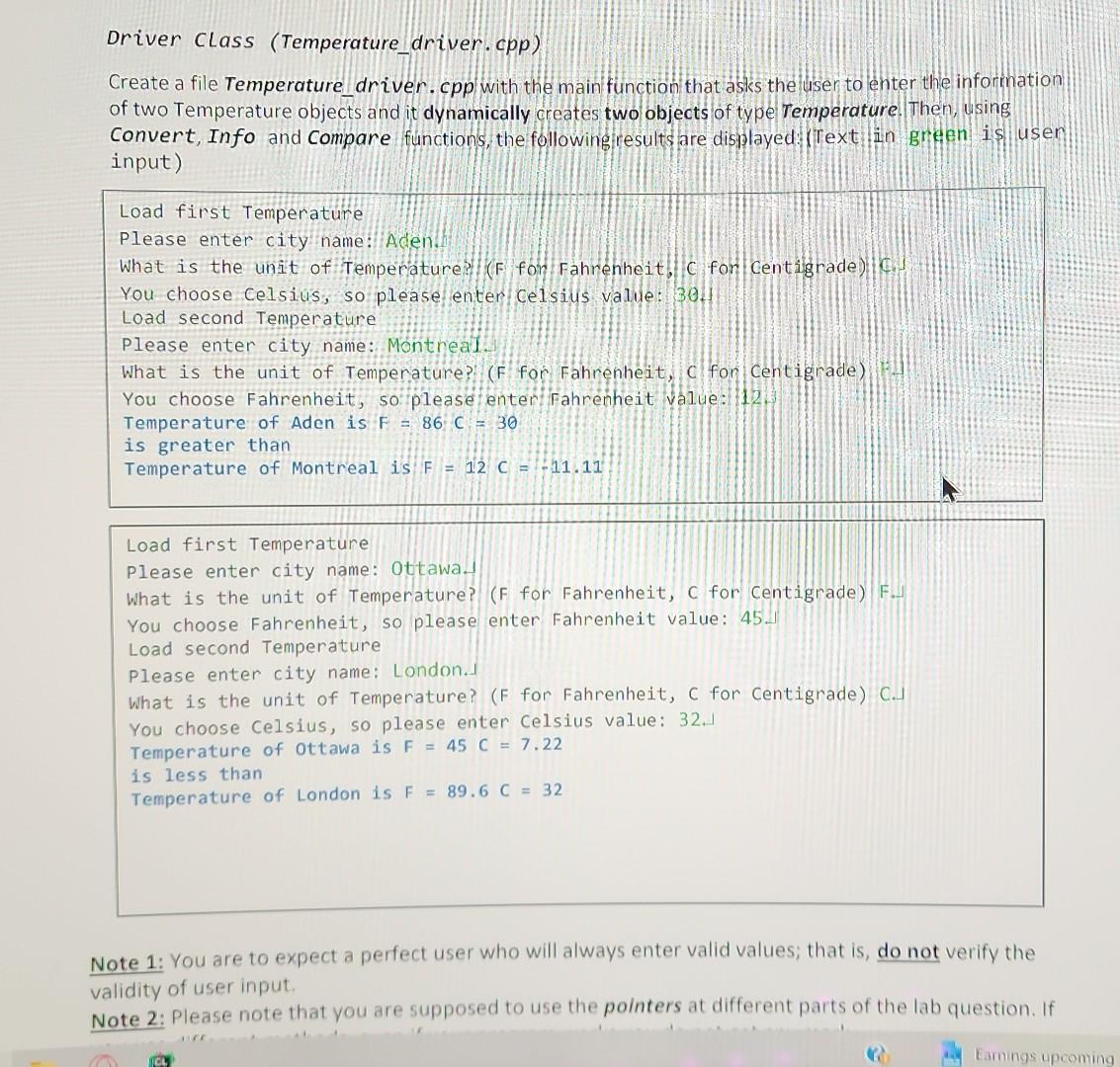 Solved Put the class definition in Temperature. h and the | Chegg.com
