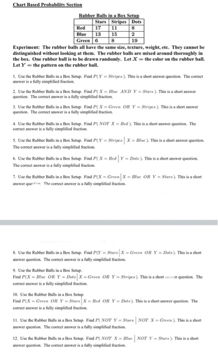 Solved Chart Based Probability Section Rubber Balls in a Box | Chegg.com