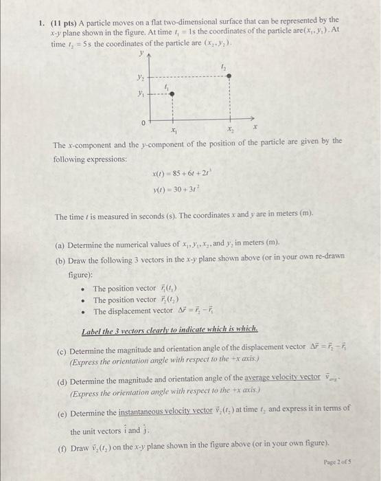 1. (11 pts) A particle moves on a flat | Chegg.com