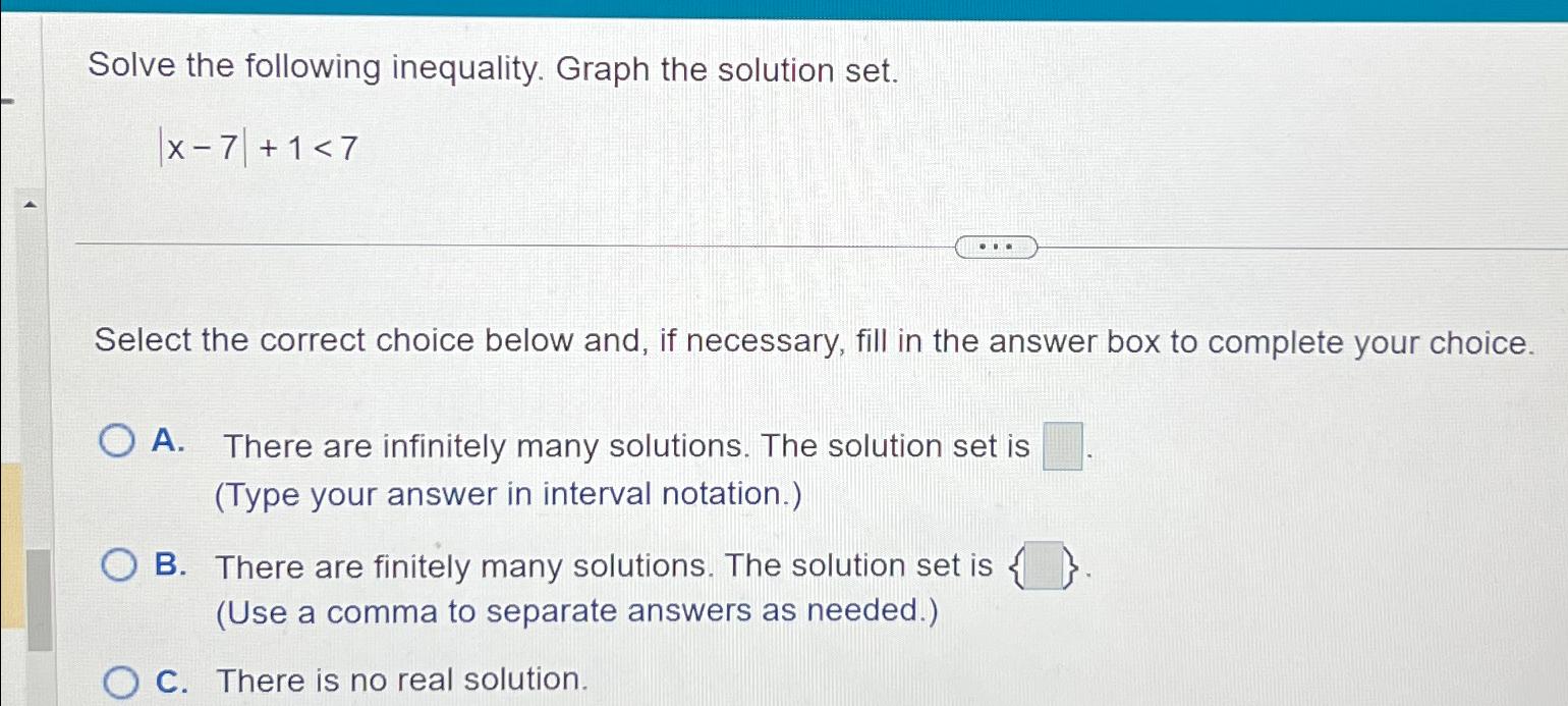 Solved Solve the following inequality. Graph the solution | Chegg.com