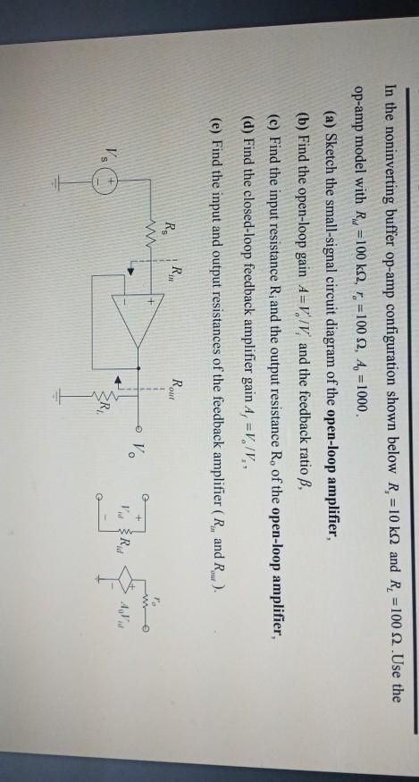 Solved In the noninverting buffer op-amp configuration shown | Chegg.com
