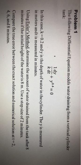 Solved Problem 1 The following Differential Equation models | Chegg.com