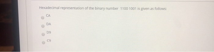 Solved Hexadecimal representation of the binary number 1100 | Chegg.com