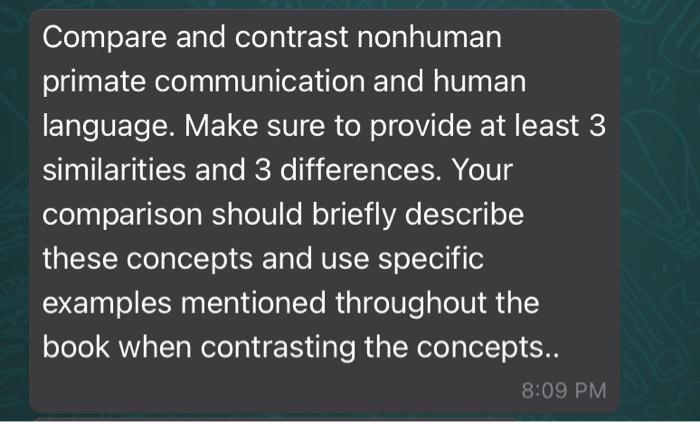 Solved Compare and contrast nonhuman primate communication | Chegg.com