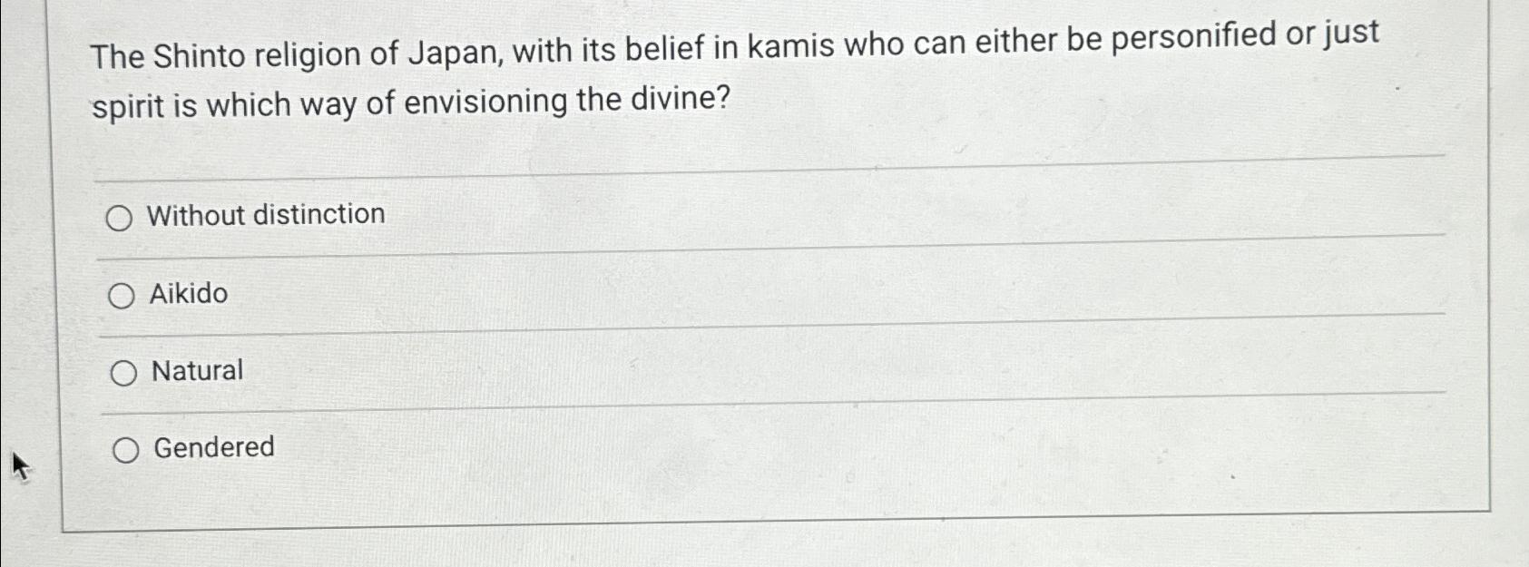 Solved The Shinto religion of Japan, with its belief in | Chegg.com