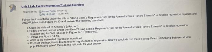 Solved Unit 8 Lab: Excel's Regression Tool and Exercises | Chegg.com