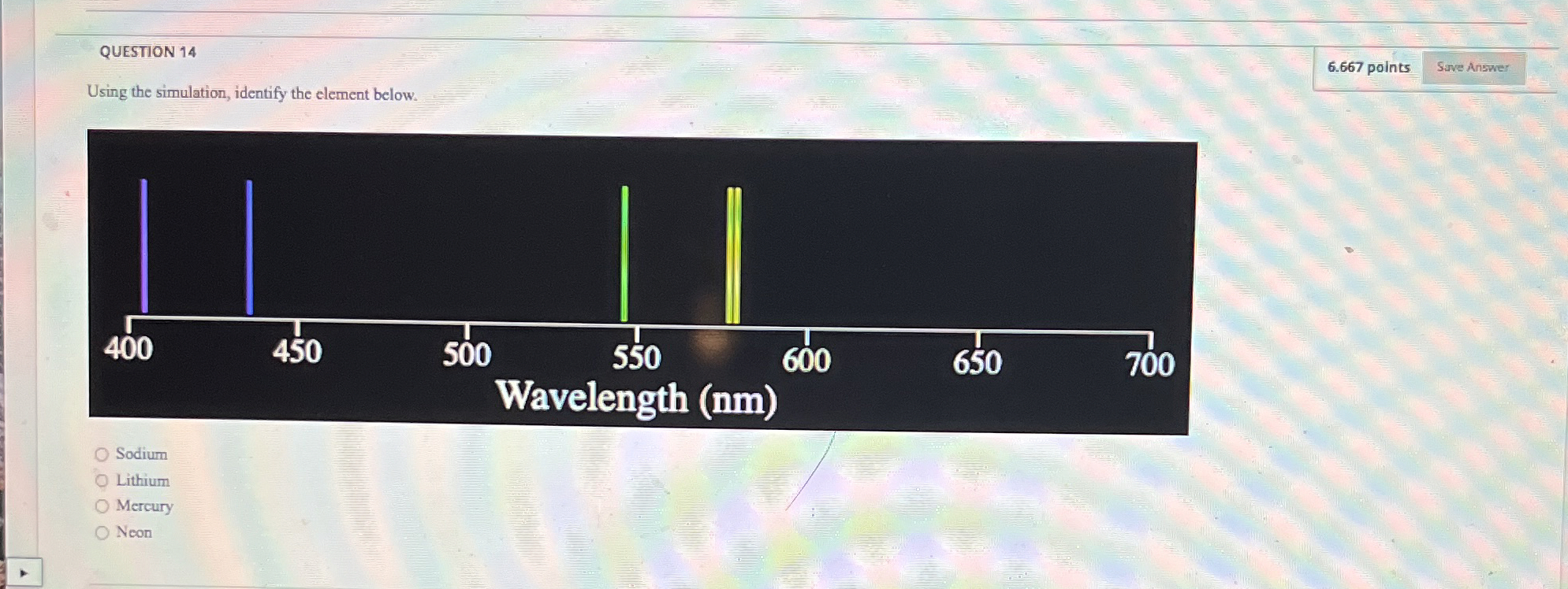Solved QUESTION 14Using the simulation, identify the element | Chegg.com