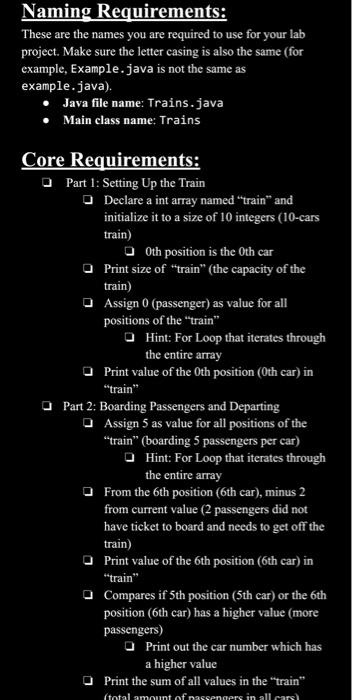 Solved Naming Requirements: These are the names you are | Chegg.com